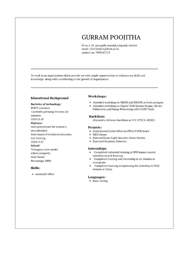 Poojitha's Resume | PDF