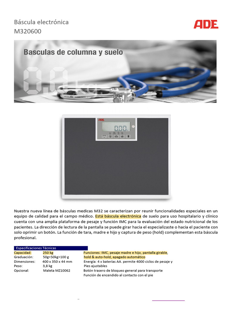 Báscula electrónica M320600 para hospitales | PDF | Salud y bienestar ...