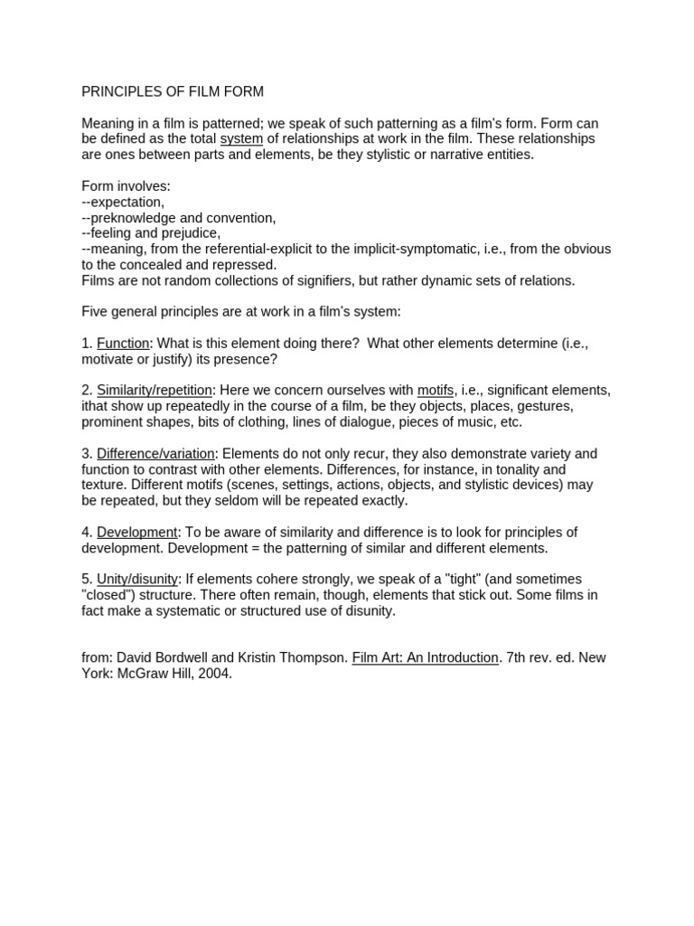 Principles of Film Form | PDF