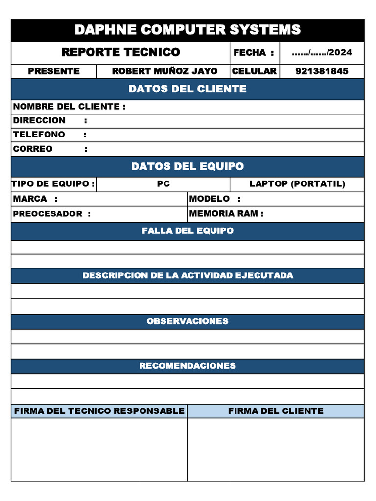Daphne Computer Systems - Reporte Tecnico - Robert Muñoz Jayo | PDF | Computadoras