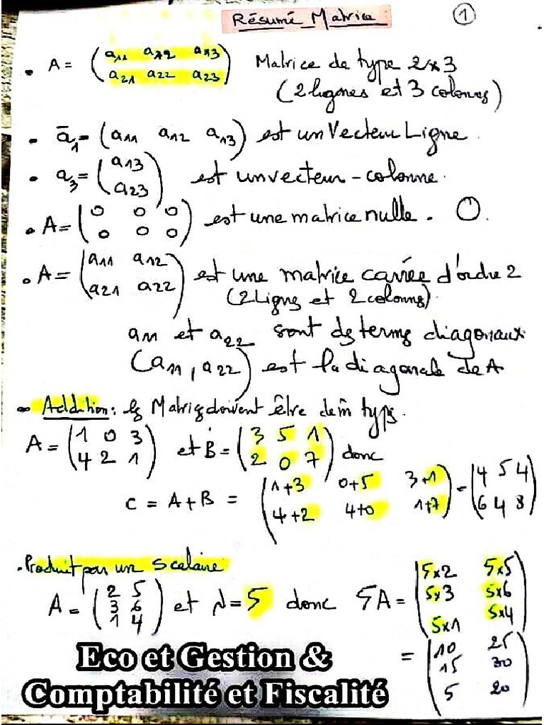 Matrices Résumé | PDF