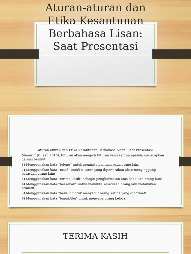 Etika Berbahasa Lisan Saat Presentasi | PDF | Karier & Perkembangan ...