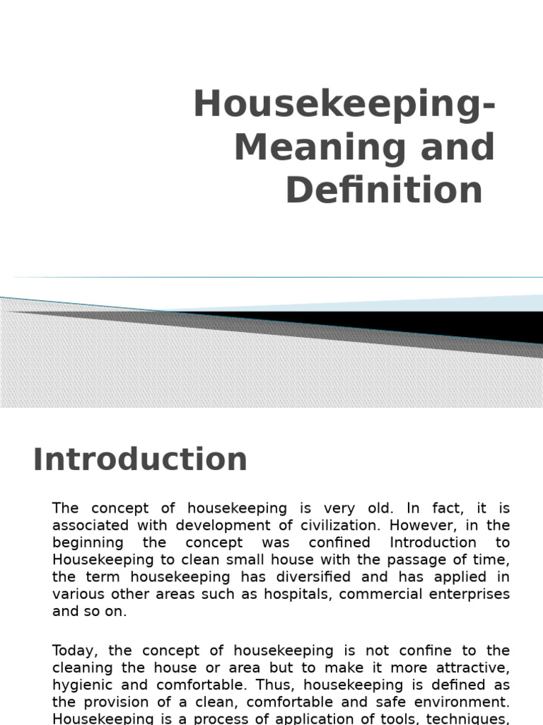 Lecture 02 Housekeeping-Meaning and Definition | PDF | Housekeeping ...