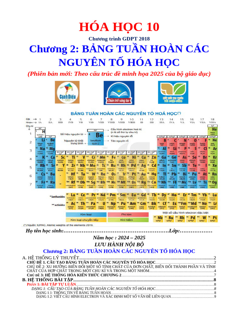 3.chuong 2. Hoa 10 2024 2025. de - DTT | PDF