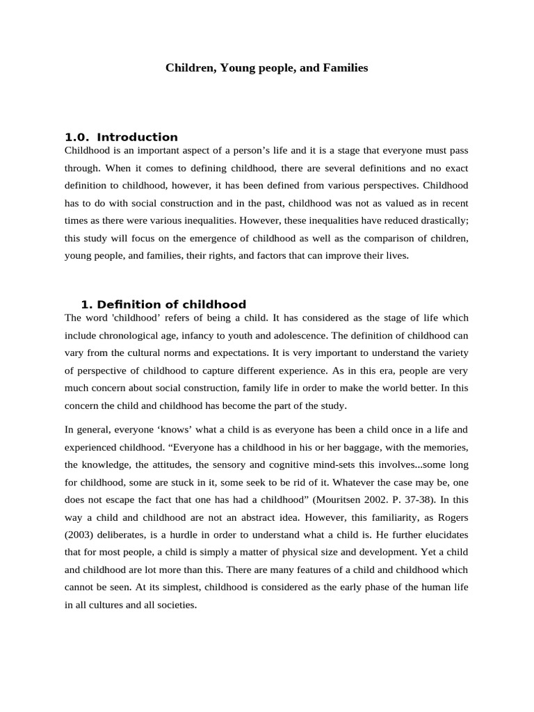 Childhood, Young People, and Families | PDF | Family | Adolescence
