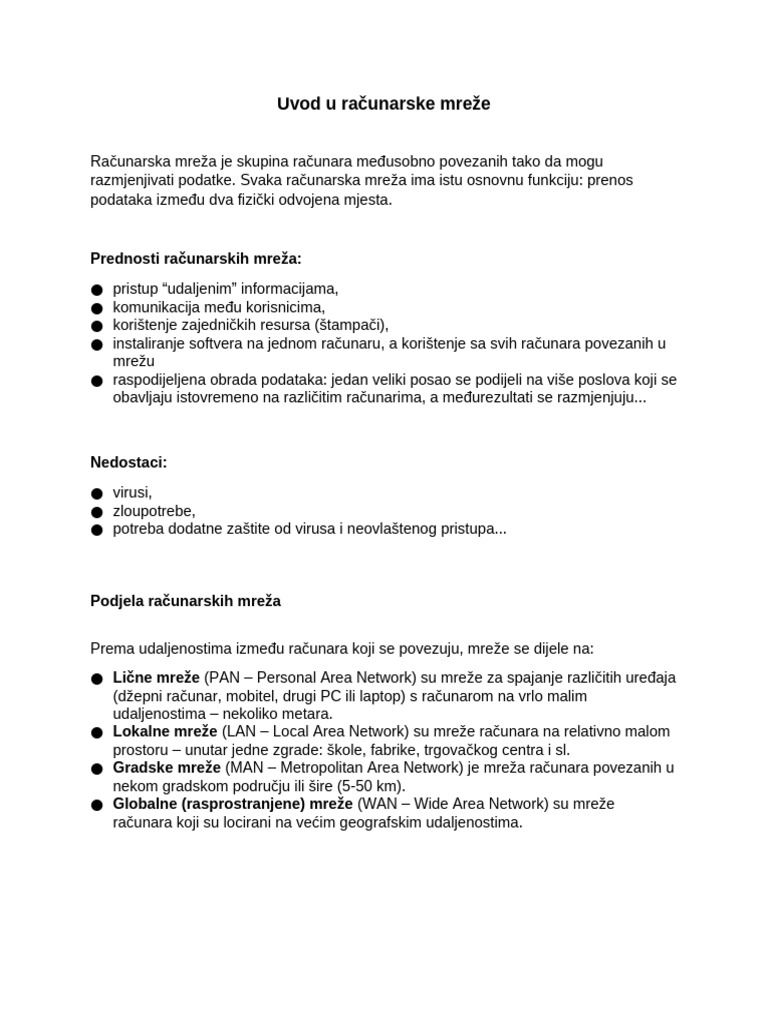 Uvod U Racunarske Mreze | PDF