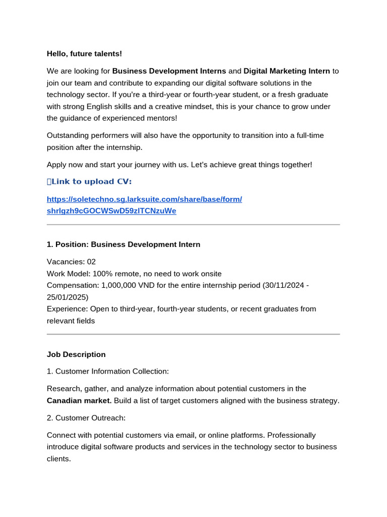 JD - Future Talents Internship | PDF | Digital Marketing | Search Engine Optimization