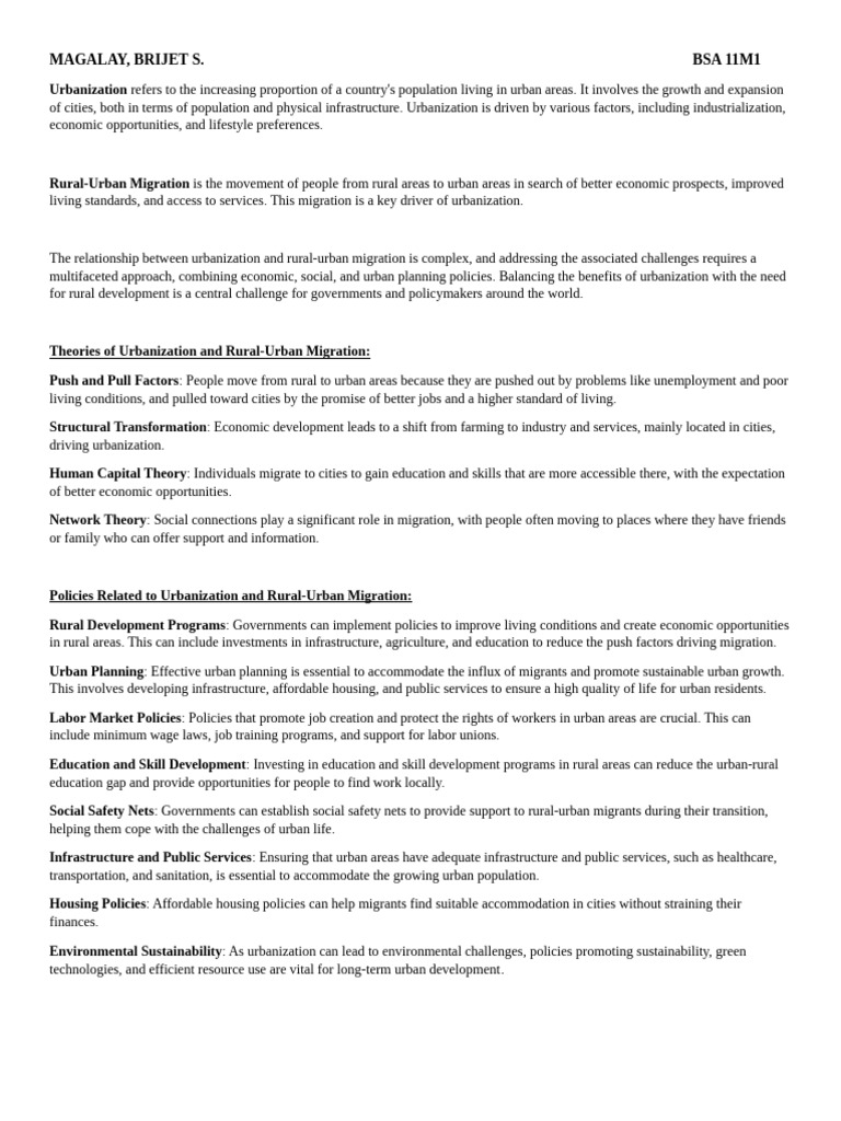 ECO DEV | PDF | Urbanization | Human Migration
