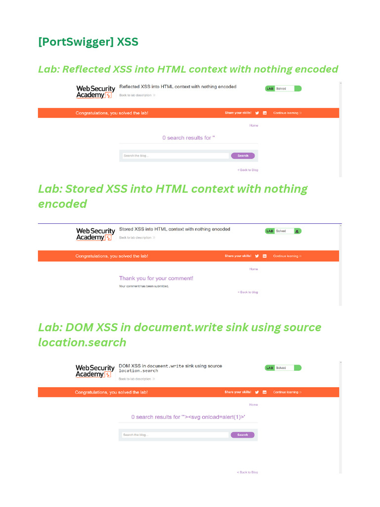 (PortSwigger) XSS | PDF
