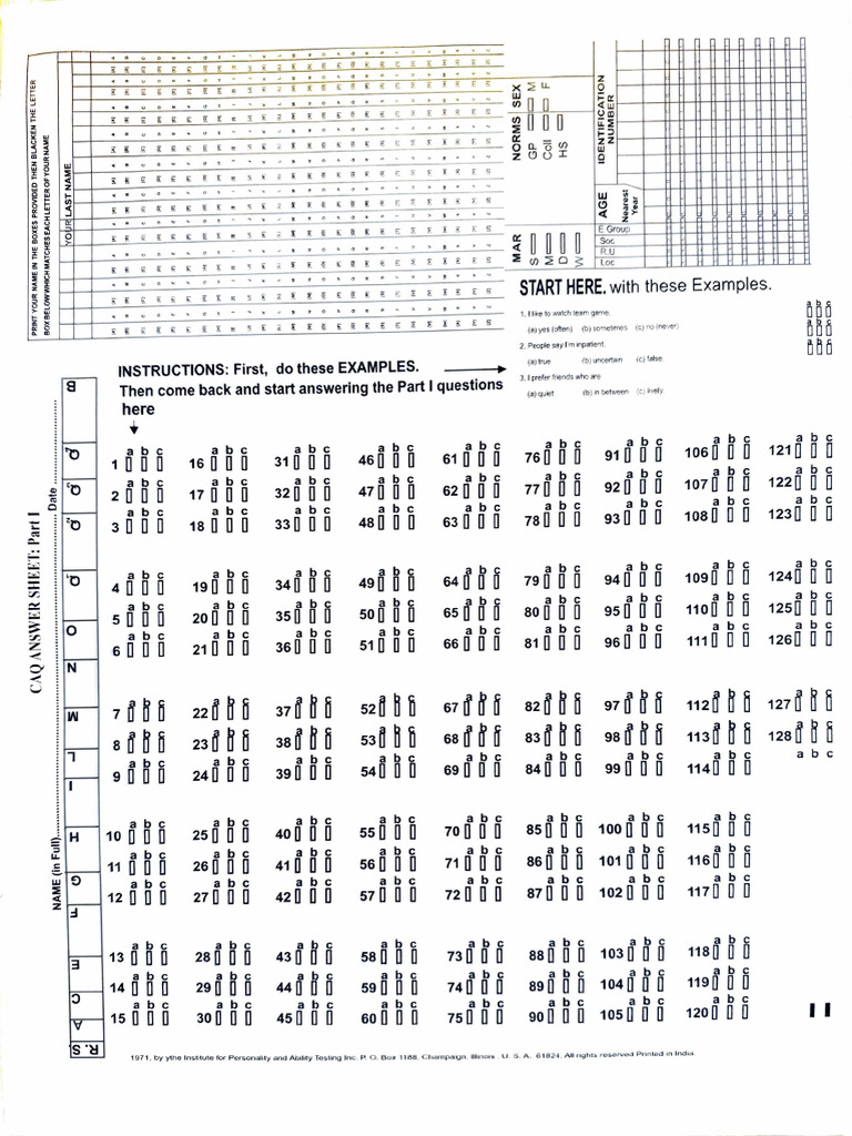 CAQ Answer Sheet | PDF