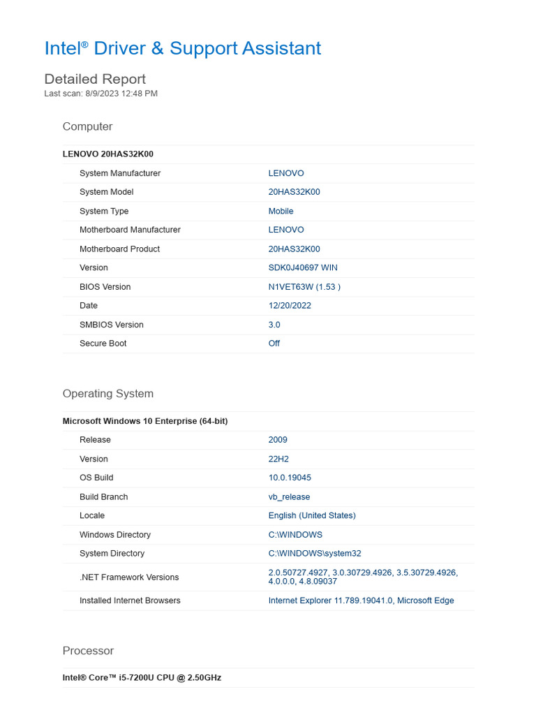 Intel® Driver & Support Assistant - Detailed Report | PDF | Microsoft ...