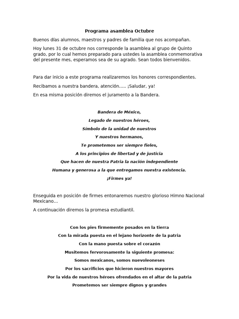 Programa Asamblea Octubre | PDF
