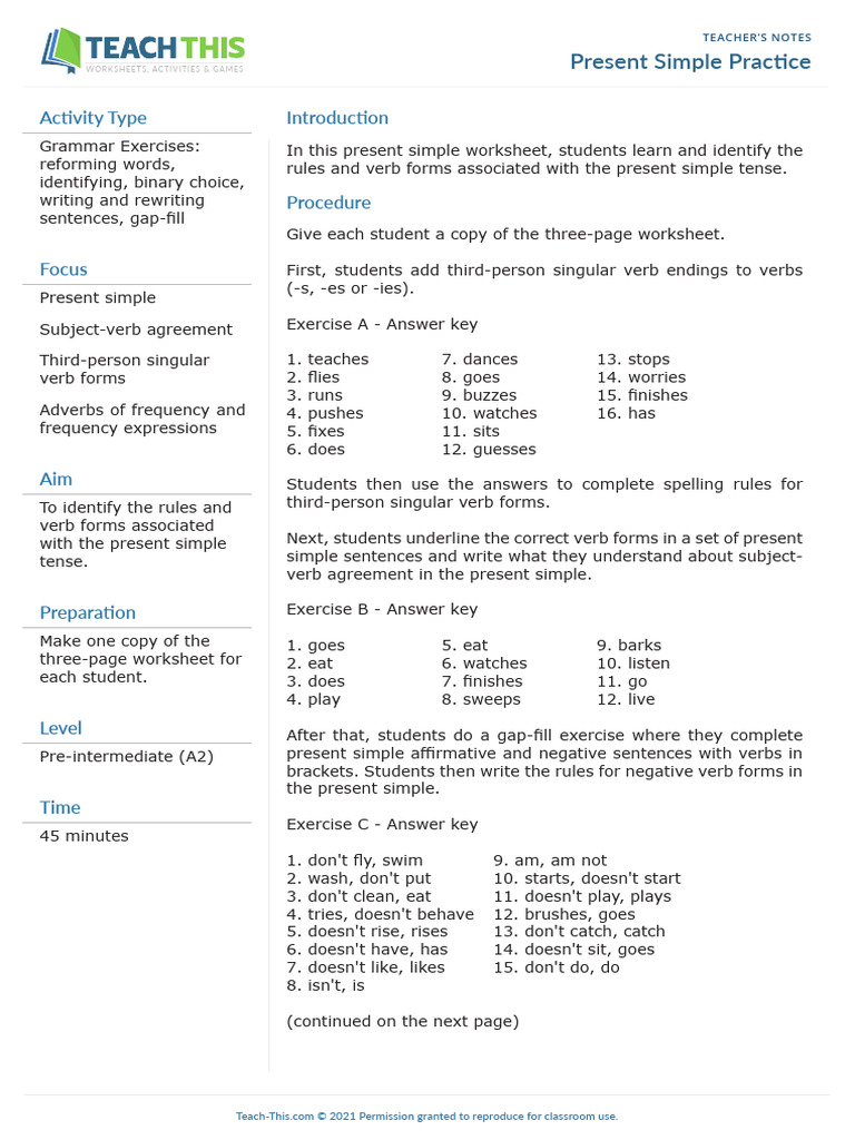 present-simple-practice_unlocked | PDF | Verb | Linguistics