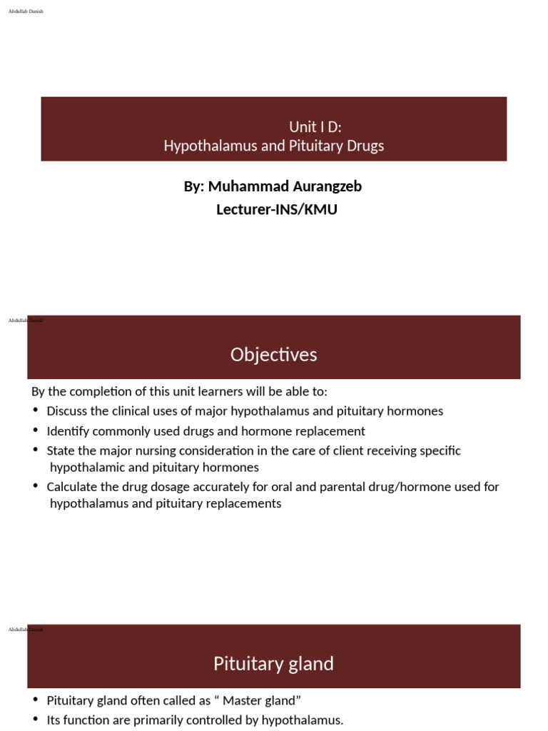 Hypothalamus and Pituitary Drugs | PDF | Growth Hormone ...