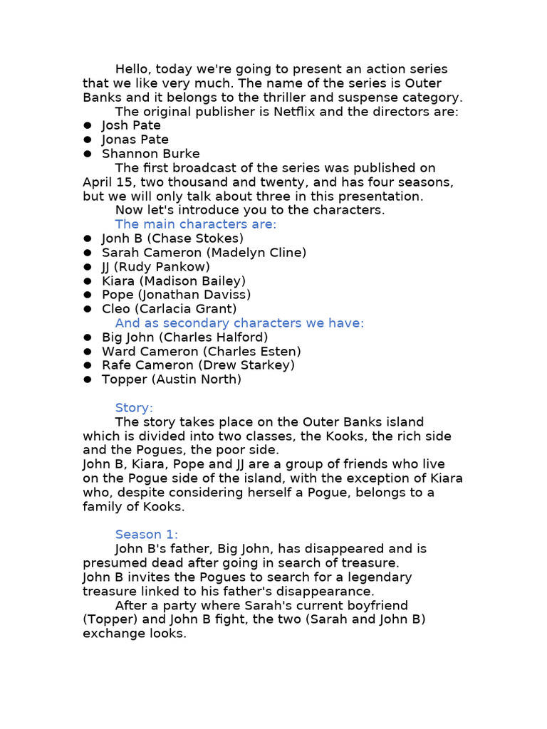 Outer Banks_ Doc Em Ingles | PDF Outer Banks_ Doc Em Ingles | PDF