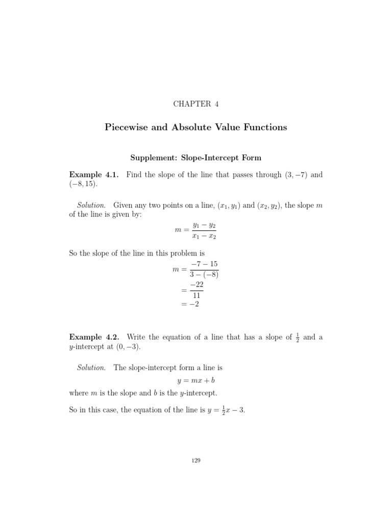 Algebra 2: Piecewise and Absolute Value Functions | PDF | Function (Mathematics) | Slope