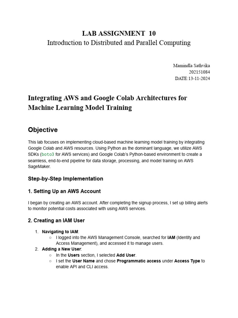 Mamindla Sathvika - Lab10 | PDF | Amazon Web Services | Computing