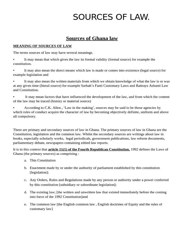 SOURCES OF LAW | PDF | Constitution | Treaty