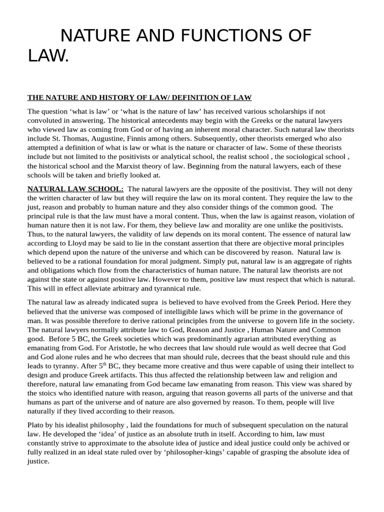 Nature and Functions of Law Explained | PDF | Jurisprudence | Natural Law