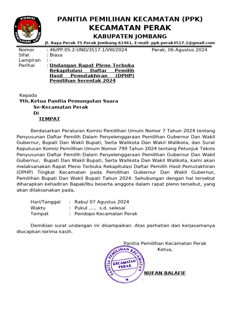 Undangan Pleno DPHP | PDF