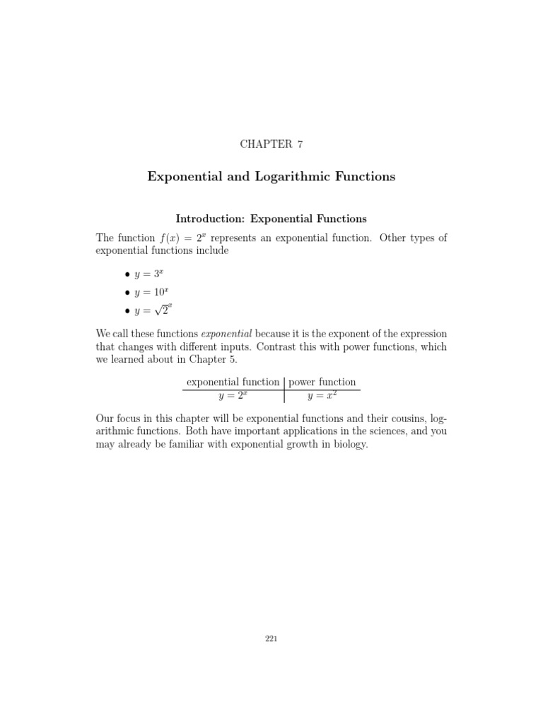 Algebra 2: Exponential and Logarithmic Functions | PDF | Logarithm | Exponentiation