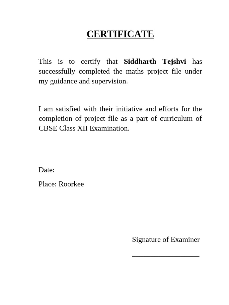Certificate and Acknowledgement Class 12th Project | PDF | Career ...