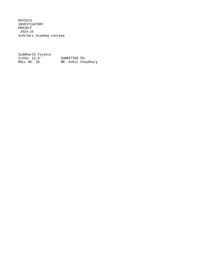 Capacitors Investigatory Project | PDF | Capacitor | Capacitance