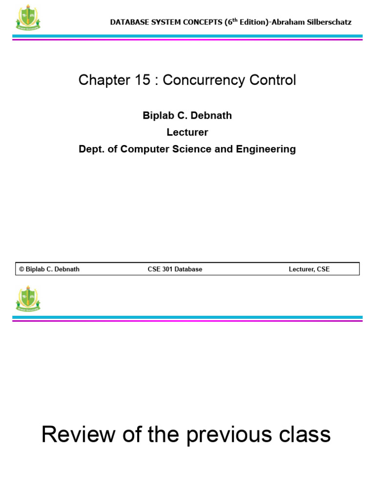 CSE - 301 - Lecture-11 Concurrency Control | PDF | Database Transaction ... CSE - 301 - Lecture-11 Concurrency Control | PDF | Database Transaction ...