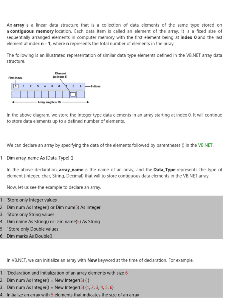 Arrays Declaring and Using Arrays | PDF | Data Type | Computer Data Arrays Declaring and Using Arrays | PDF | Data Type | Computer Data