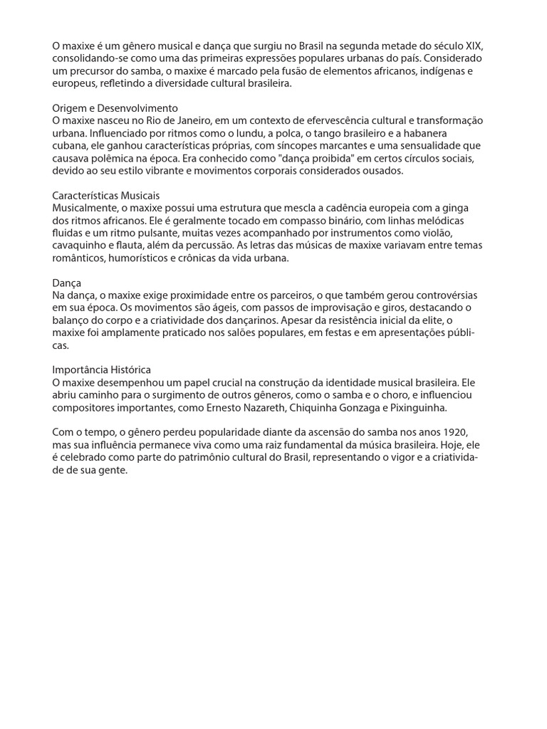 Maxixe | PDF | Ciências Sociais | Arte