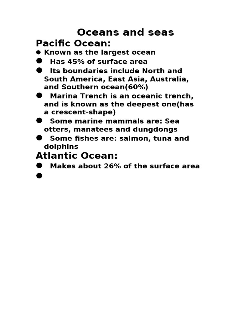 Oceans and Seas | PDF | Travel