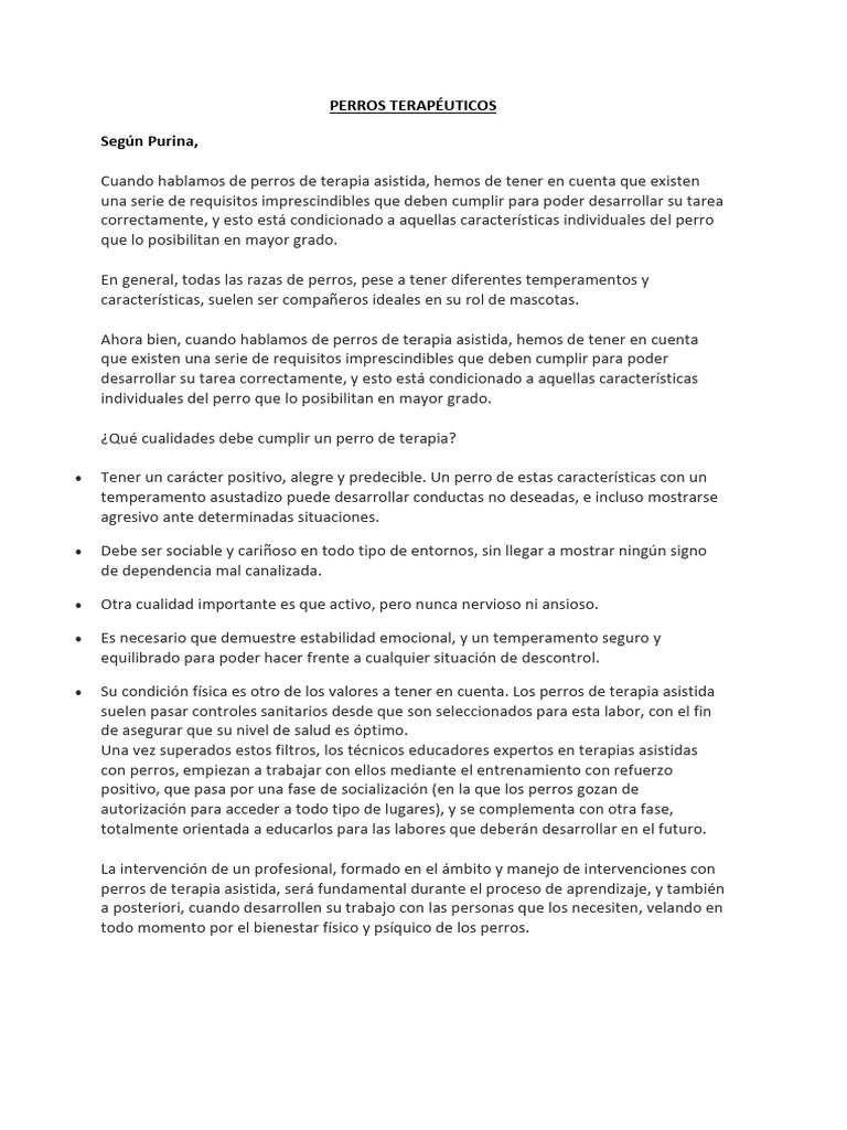 Requisitos y Razas de Perros Terapéuticos | PDF | Sicología | Ciencias ...