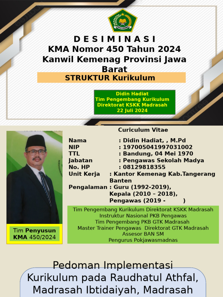 Struktur Kurikulum KMA 450 Tahun 2024 | PDF