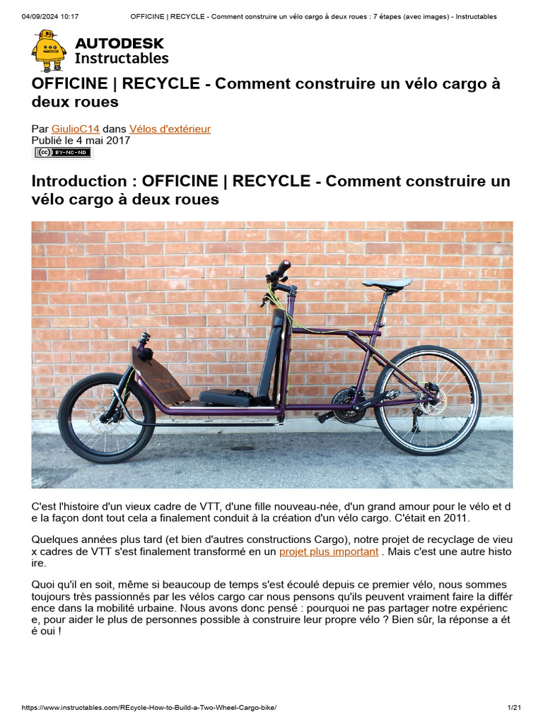 Construire un vélo cargo DIY en 7 étapes | PDF | Soudage | Construction