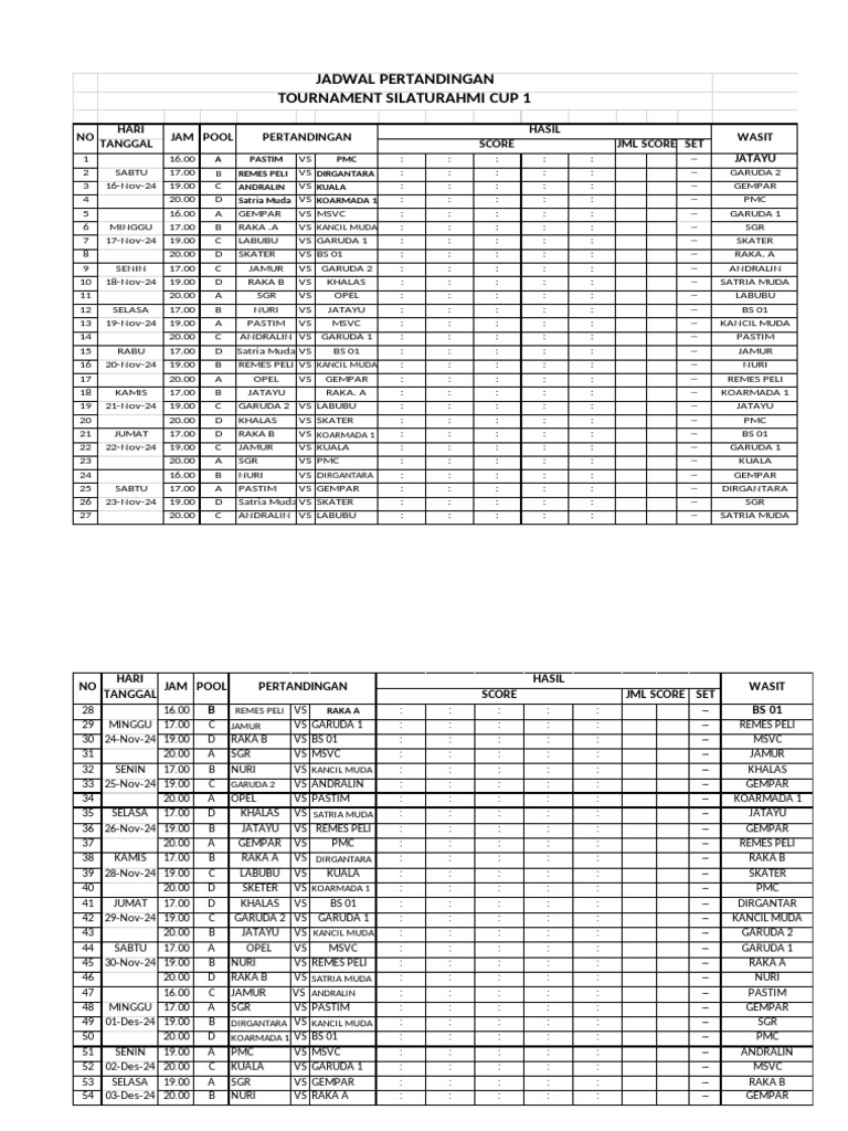 Jadwal Pertandingan | PDF