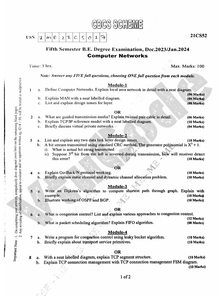 @vtucode - in CN Previous Year Paper 2022 Scheme | PDF