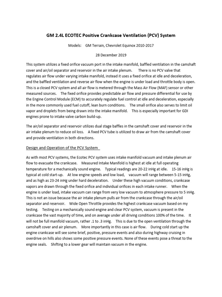 GM Gen II ECOTEC PCV System | PDF | Propulsion | Mechanical Engineering