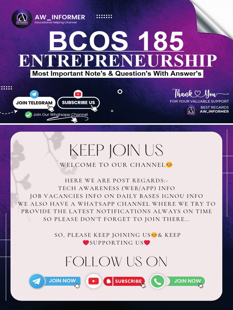 BCOS 185 Entrepreneurship Exam Guide | PDF | Entrepreneurship ...
