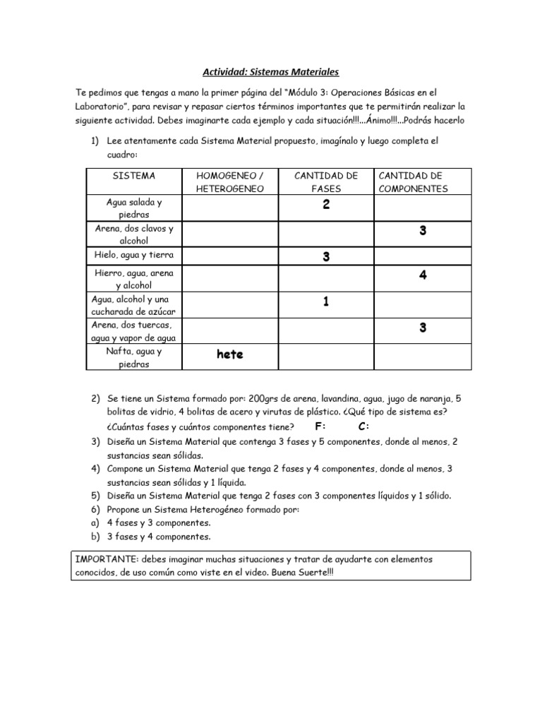 Actividad - Mod 3 Sistemas Materiales | PDF | Cocina, comidas y vino