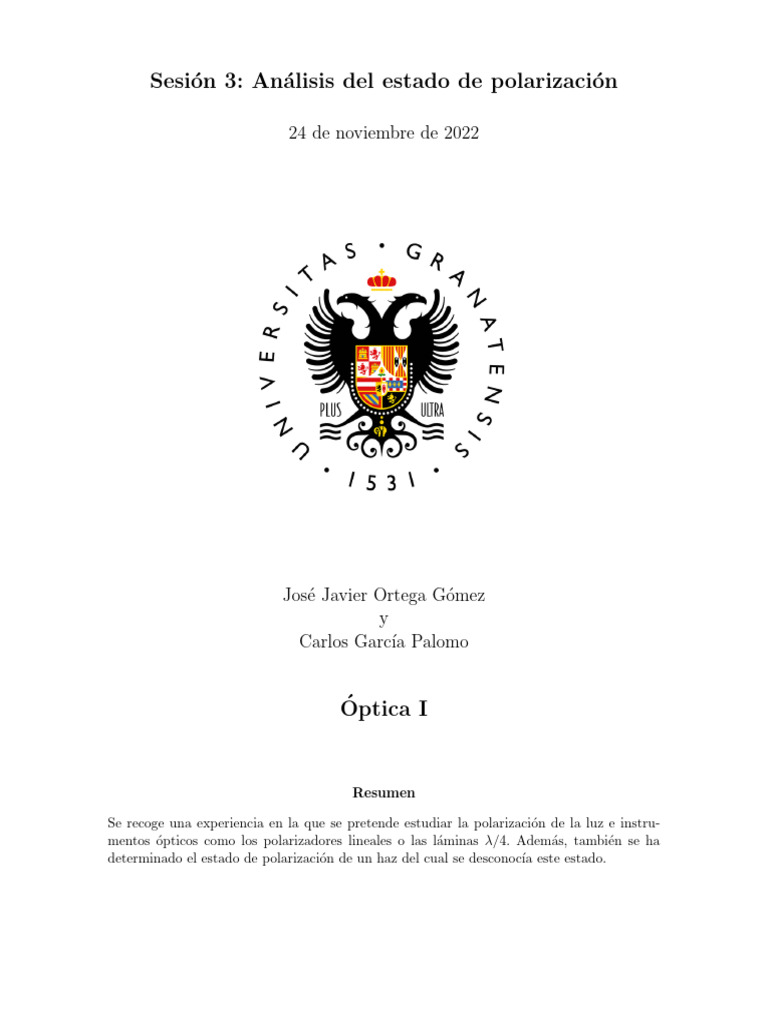 Ptica PR Ctica 1 | PDF | Polarización (ondas) | Ligero