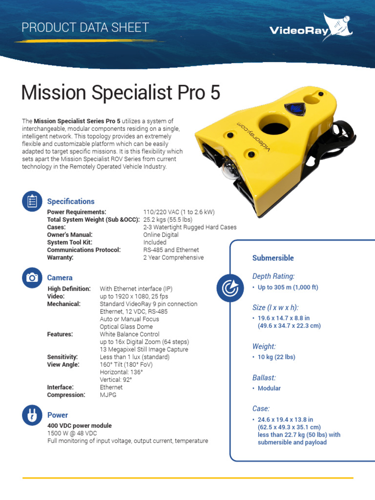 2022 Spec Sheet MSS PRO 5 Submersible | PDF