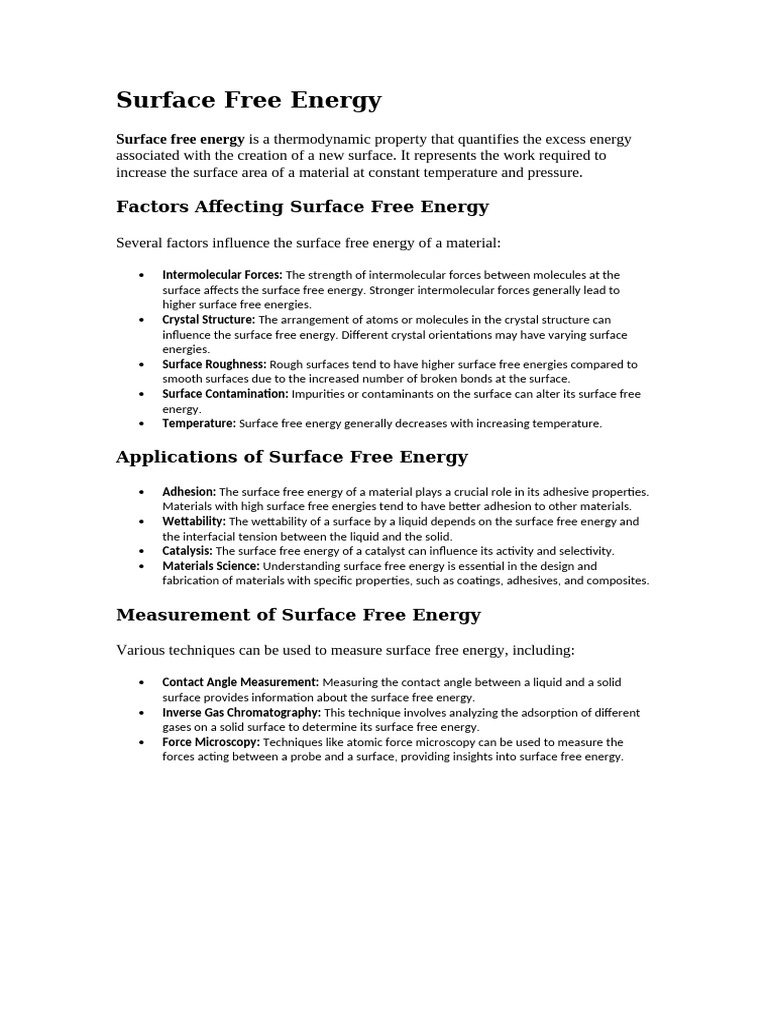 Surface Free Energy | PDF | Wetting | Gases