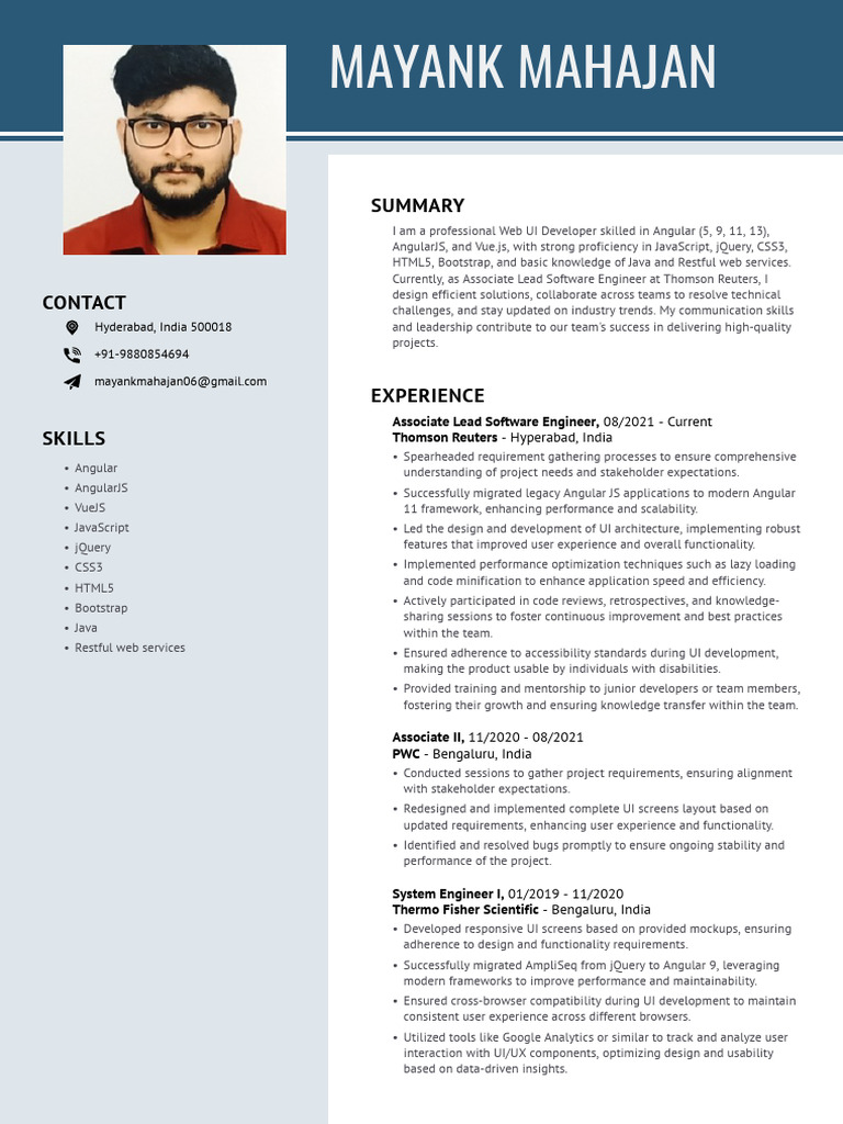 Mayank Mahajan CV | PDF | Angular Js | Software Engineering Mayank Mahajan CV | PDF | Angular Js | Software Engineering