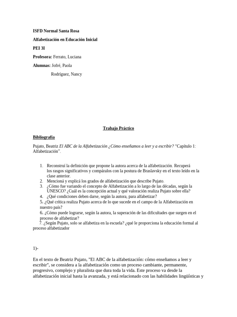 Alfabetización PUJATO | PDF | Literatura | Aprendizaje