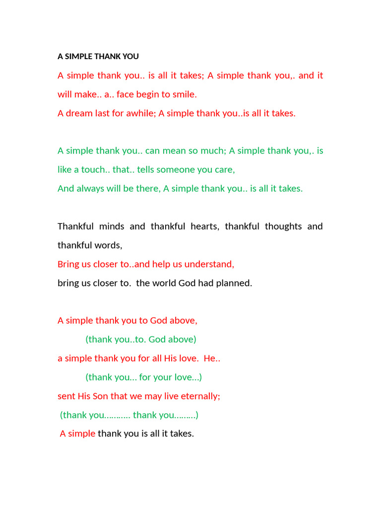 A Simple Thank You | PDF | Religion & Spirituality