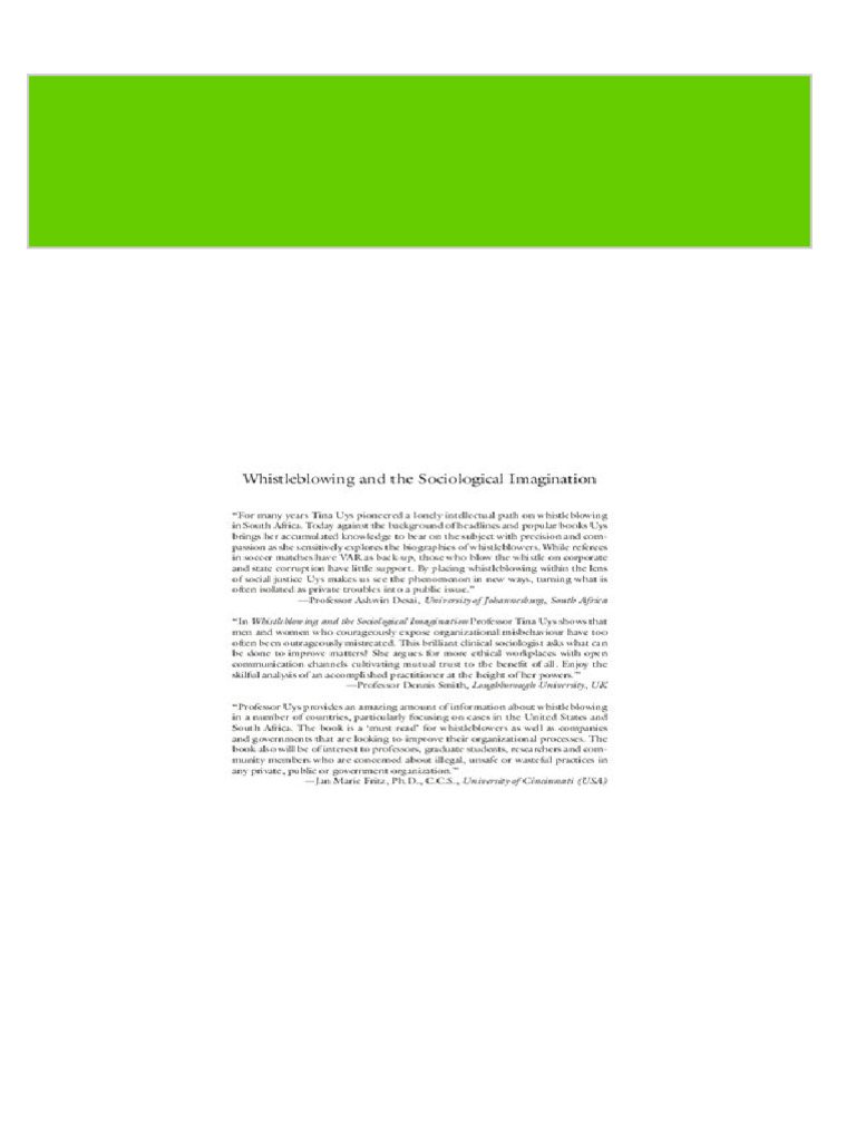 Instant Download Whistleblowing and The Sociological Imagination 1st ... Instant Download Whistleblowing and The Sociological Imagination 1st ...