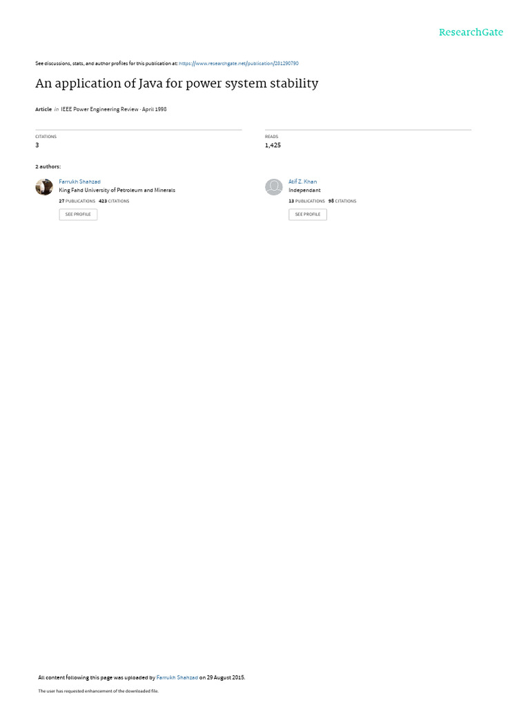 Application of Java For Power System Stability | PDF | World Wide Web | Internet & Web