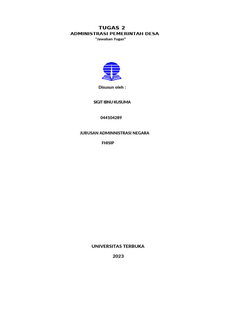 Tugas 2 Administrasi Pemerintah Desa | PDF