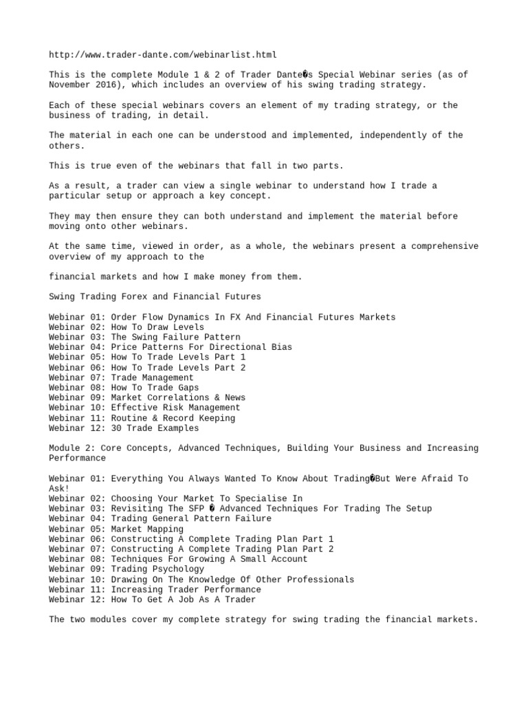 Trader Dante's Swing Trading Webinars | PDF