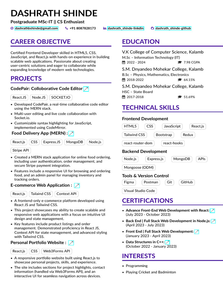 dashrath_shinde_resume | PDF | Web Development | Software